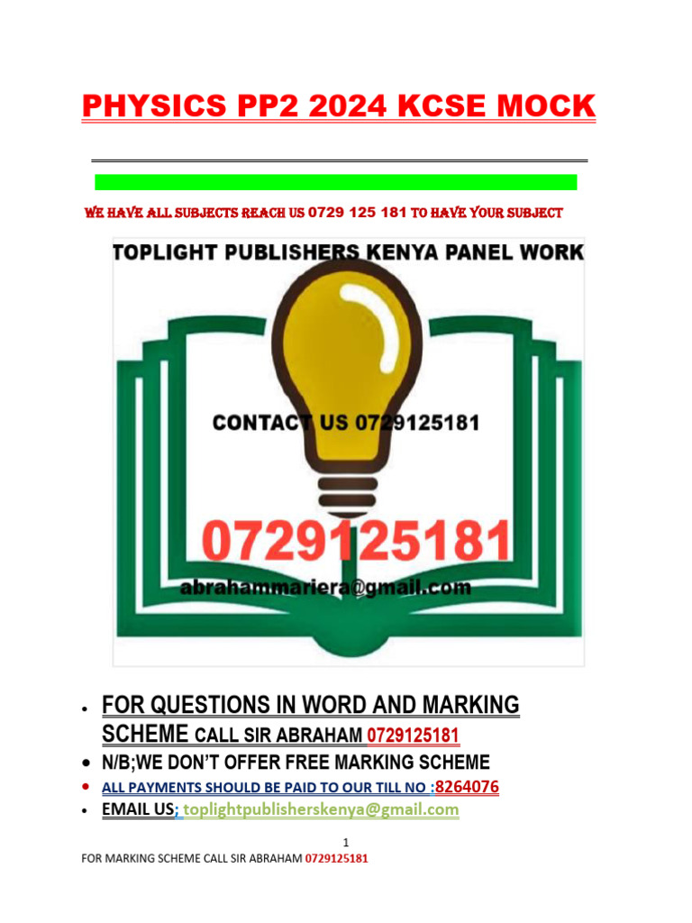 Physics Pp2 Top Rank Prediction Mock 2024 | PDF | Capacitance | Capacitor
