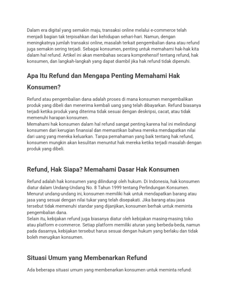 Blog - Refund, Hak Siapa - Memahami Hak Konsumen Dalam Pengembalian ...