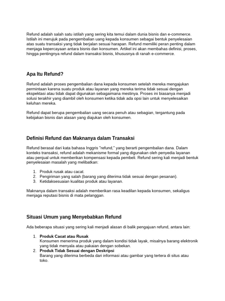 Blog - Refund Itu Artinya Apa - Definisi Dan Penjelasannya Dalam Transaksi | PDF