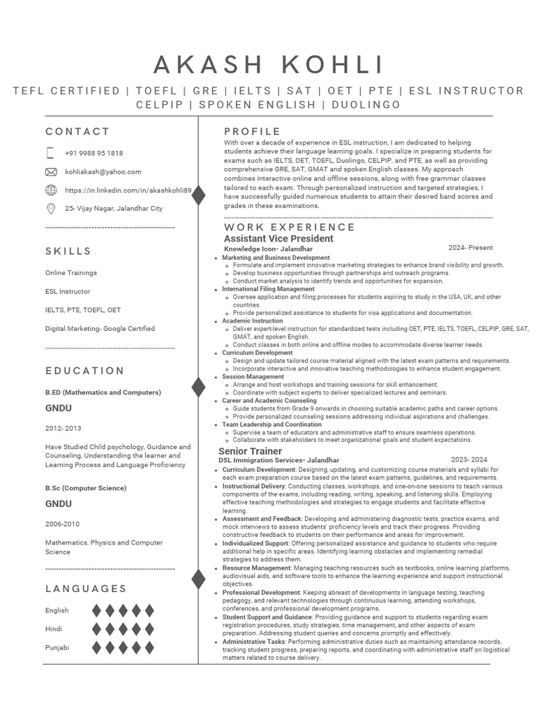 Akash Kohli.pdf | PDF | English As A Second Or Foreign Language | Curriculum