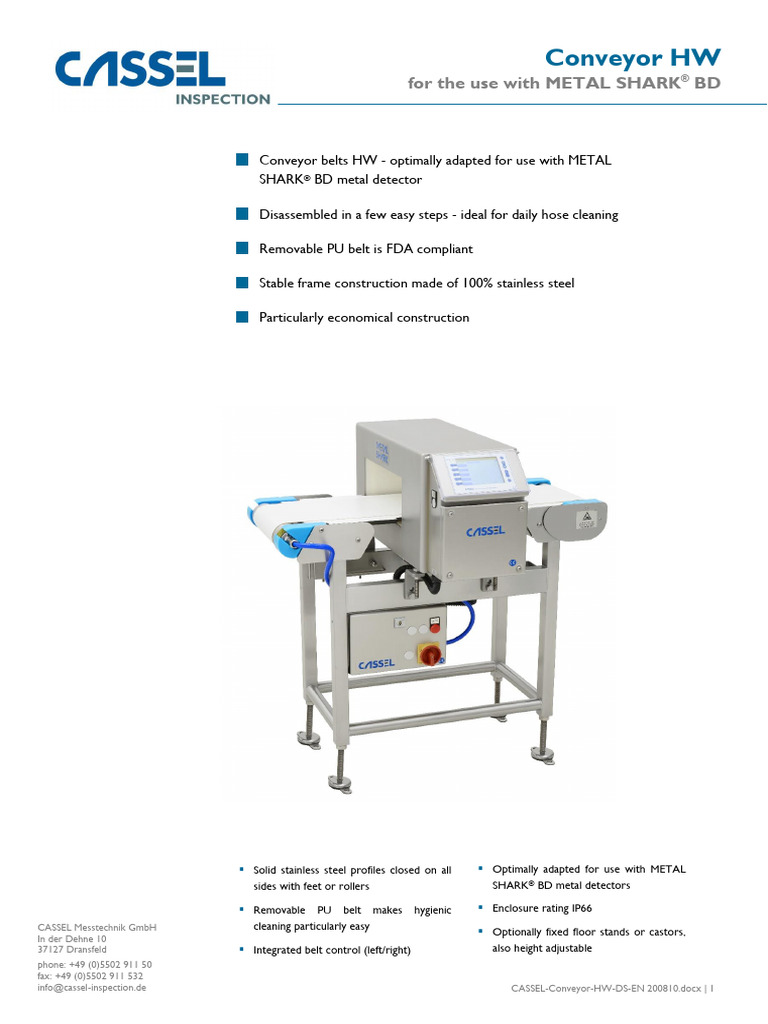 CASSEL Conveyor HW DS EN 200810 | PDF | Manufactured Goods | Equipment