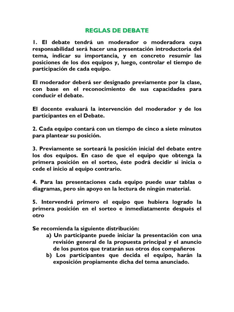 Reglas de Debate | PDF