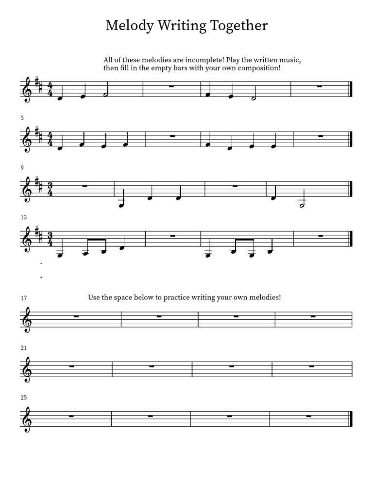 Melody Writing Practice | PDF