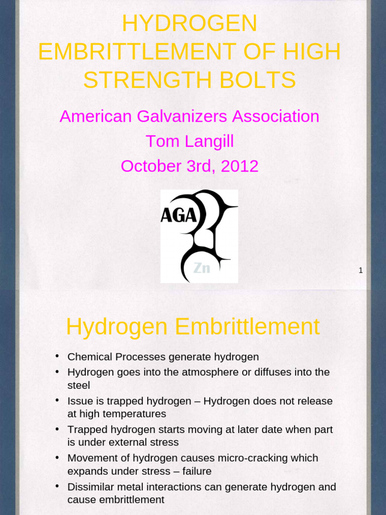 Hydrogen Embrittlement of High Strength Bolts (Aga) | PDF | Fracture ...