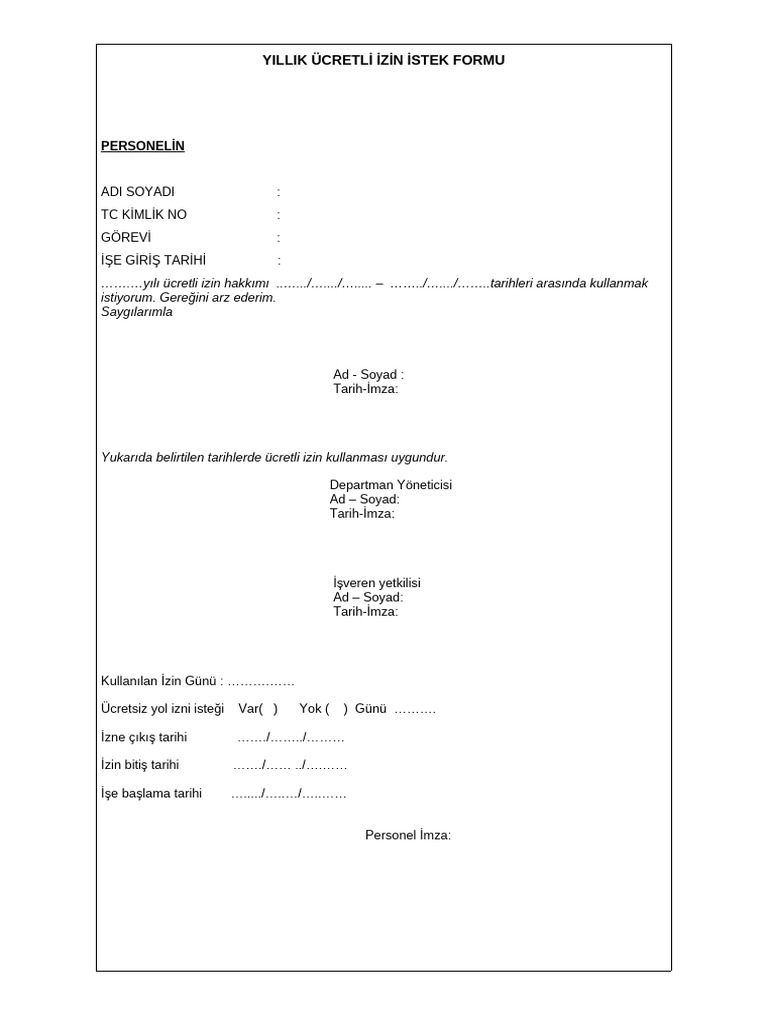 Yillik İzi̇n Formu | PDF