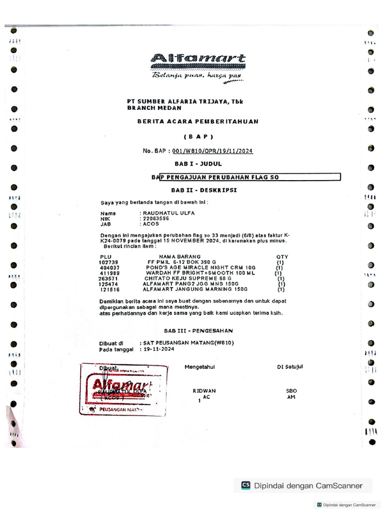 Bap SO W810 Perubahan Flag 33 Ke 6:8 | PDF