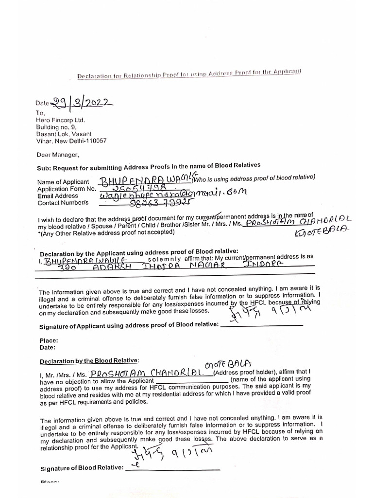 Hero Relationship Proof Sample | PDF