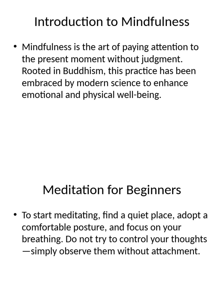 Mindfulness and Meditation Presentation | PDF