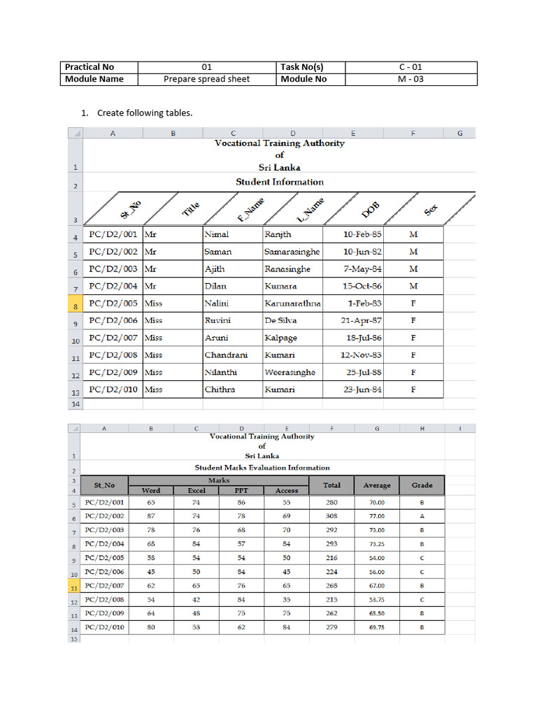Excel Sheet-1 | PDF