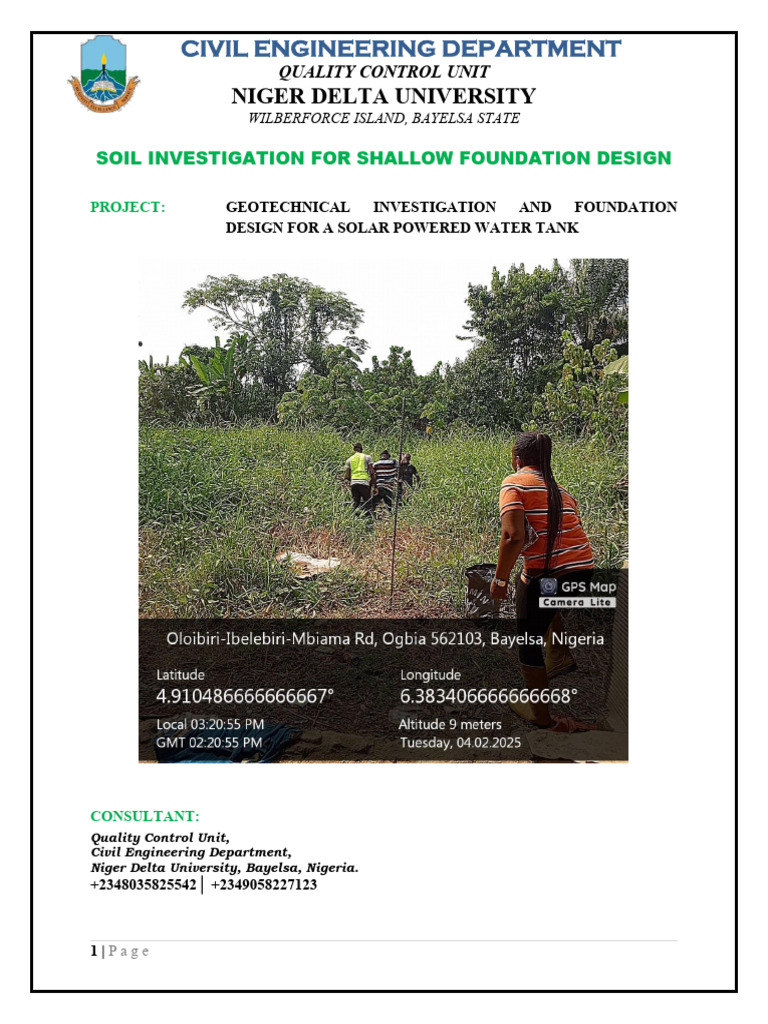 Soil Investigation for Water Tank Foundation | PDF | Loam | Earth Sciences