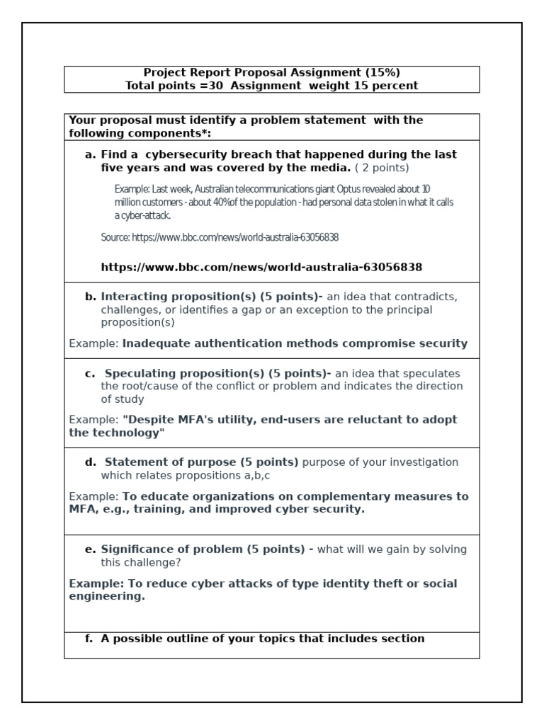 Project Report Proposal Assignment | PDF