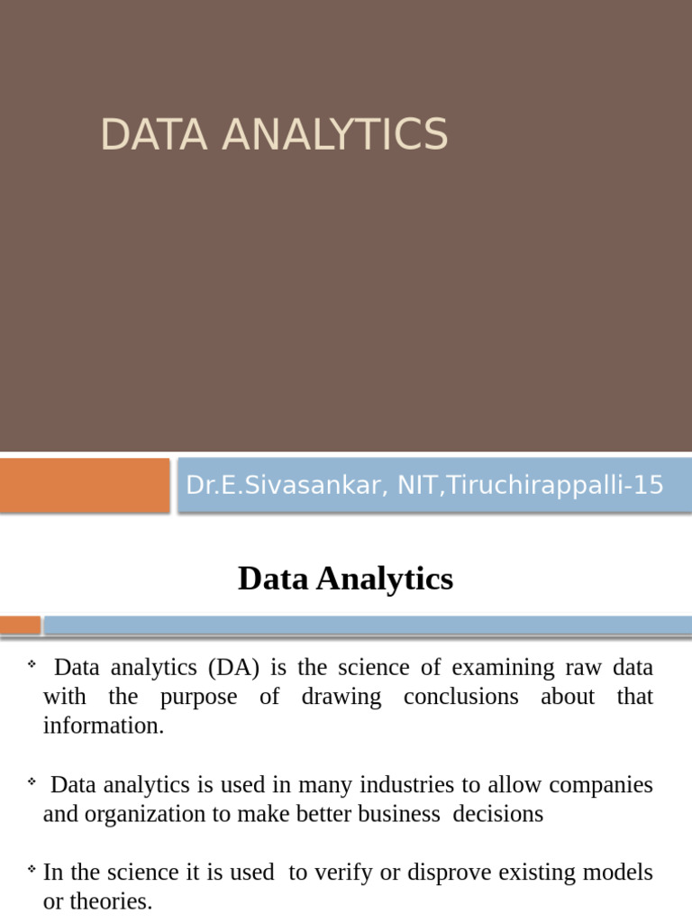 Data Analytics Chapter - 1 | PDF | Data Warehouse | Databases