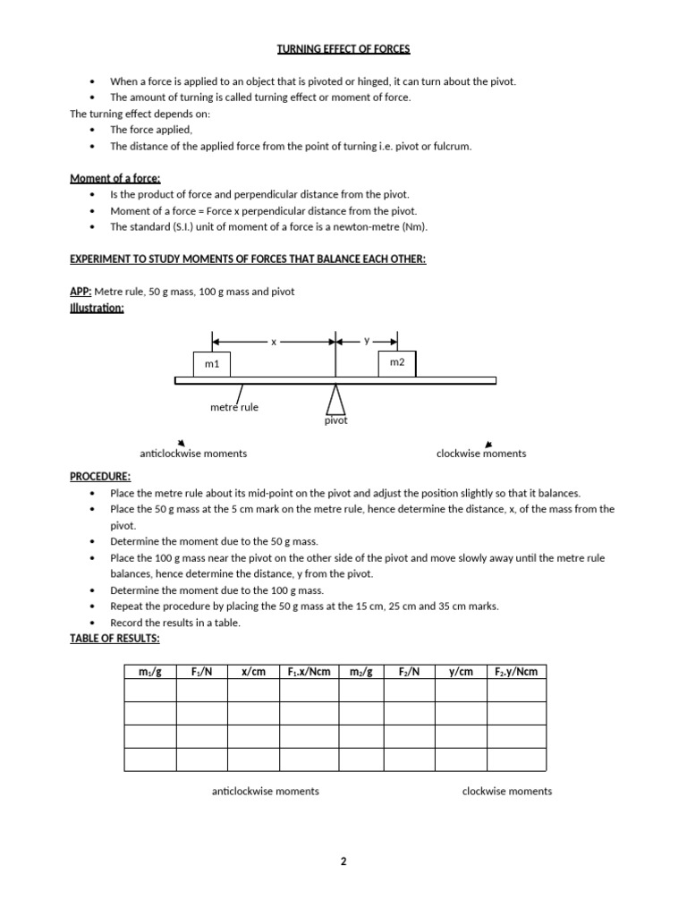 6.turning Effect of Forces 1 | PDF | Force | Torque