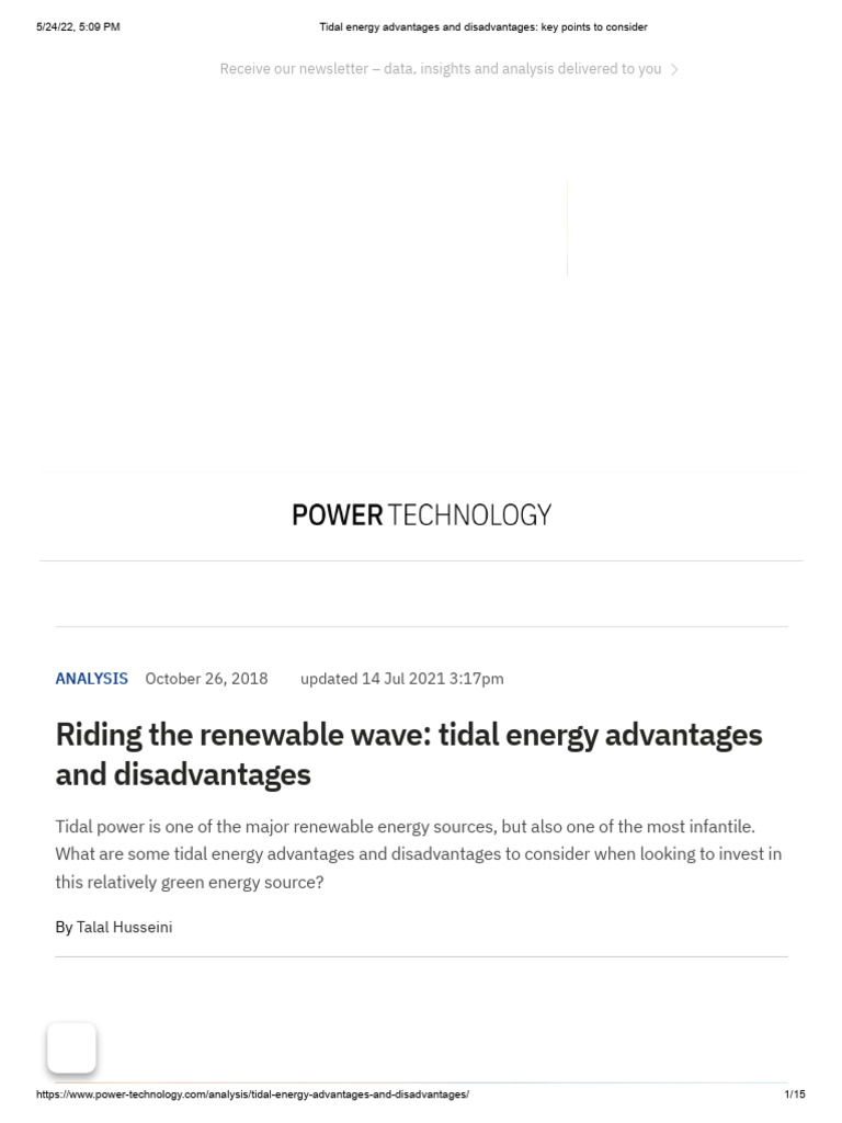 Tidal Energy: Pros and Cons Overview | PDF | Wind Power | Energy ...