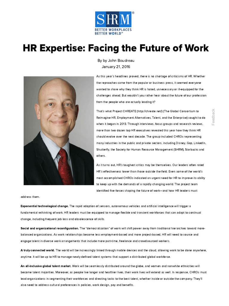 Article - HR Expertise - Facing The Future of Work | PDF | Economies ...