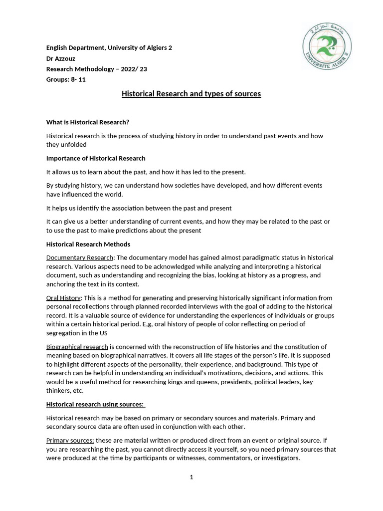 Historical Research Methods Explained | PDF | Methodology | Oral History