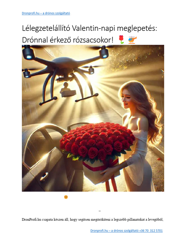 Lélegzetelállító Valentin-Napi Meglepetés Drónnal Érkező Rózsacsokor! ?? | PDF