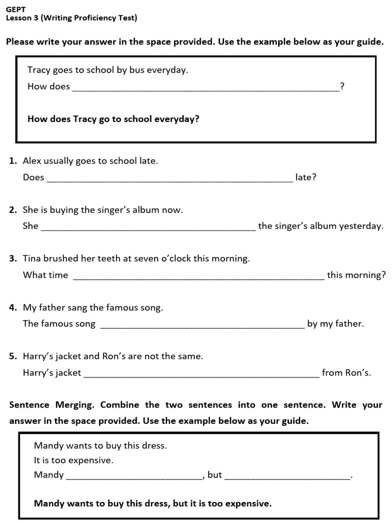 GEPT (Preparatory) Lesson 3 (Writing) | PDF