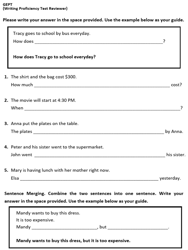 GEPT (Preparatory) (Writing Practice 1) | PDF