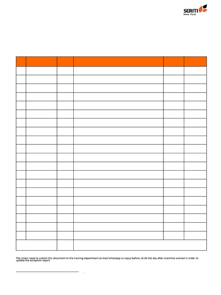 Overtime Sheet For Interns - Rev 1 26.09.2024 | PDF