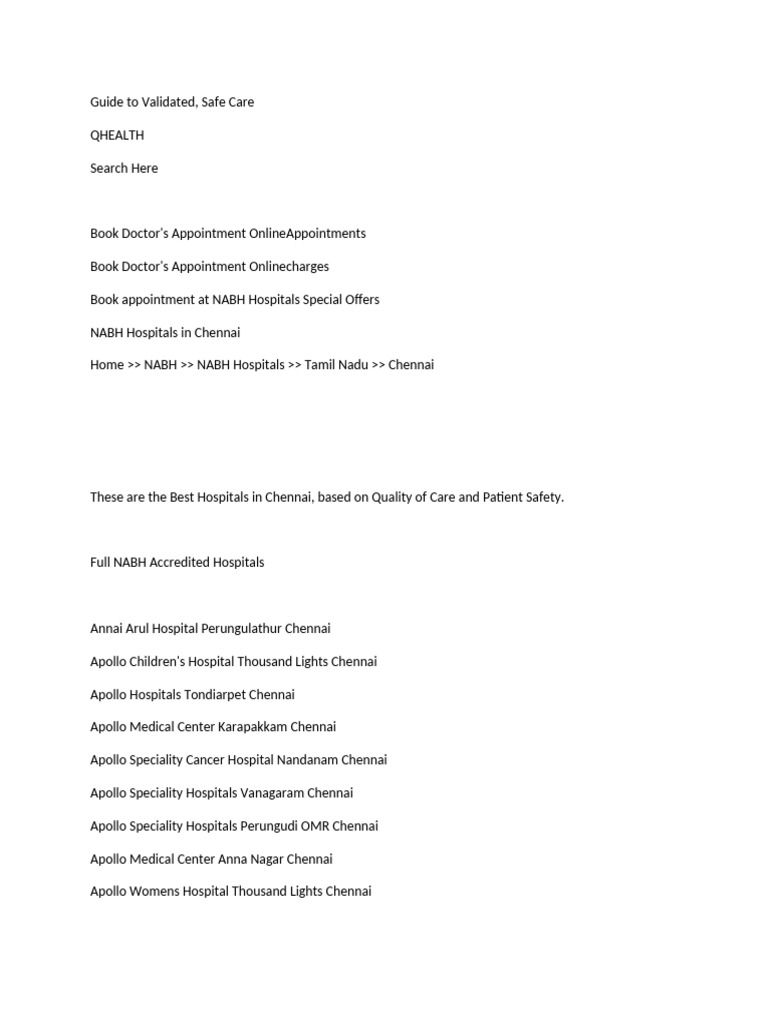 NABH Hospital List | PDF | Hospital | Health Care