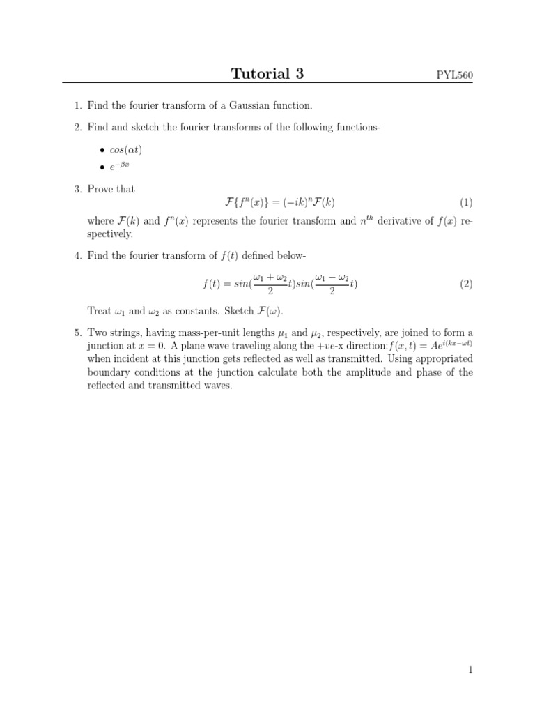 Fourier Transform Tutorial for Functions | PDF