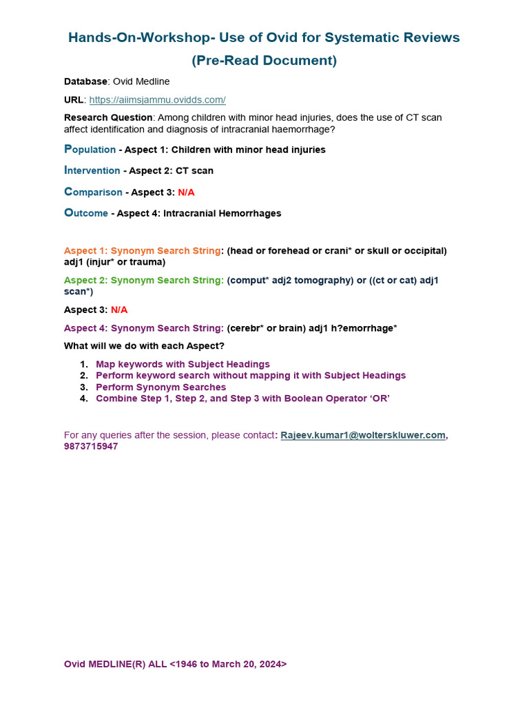 Pre Read Document- Hands - On - Workshop - Use of Ovid for Systematic ...