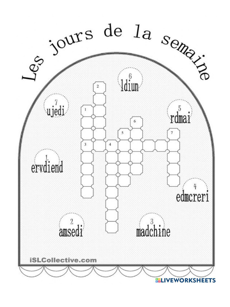 Les Jours de La Semaine Worksheet | PDF