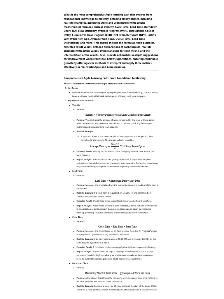 Agile and Lean Metrics | PDF | Agile Software Development | Return On Investment