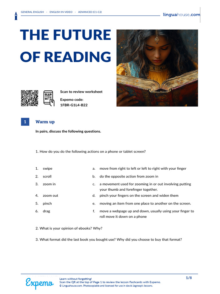 Future of Reading: Advanced English Skills | PDF | Books | Verb