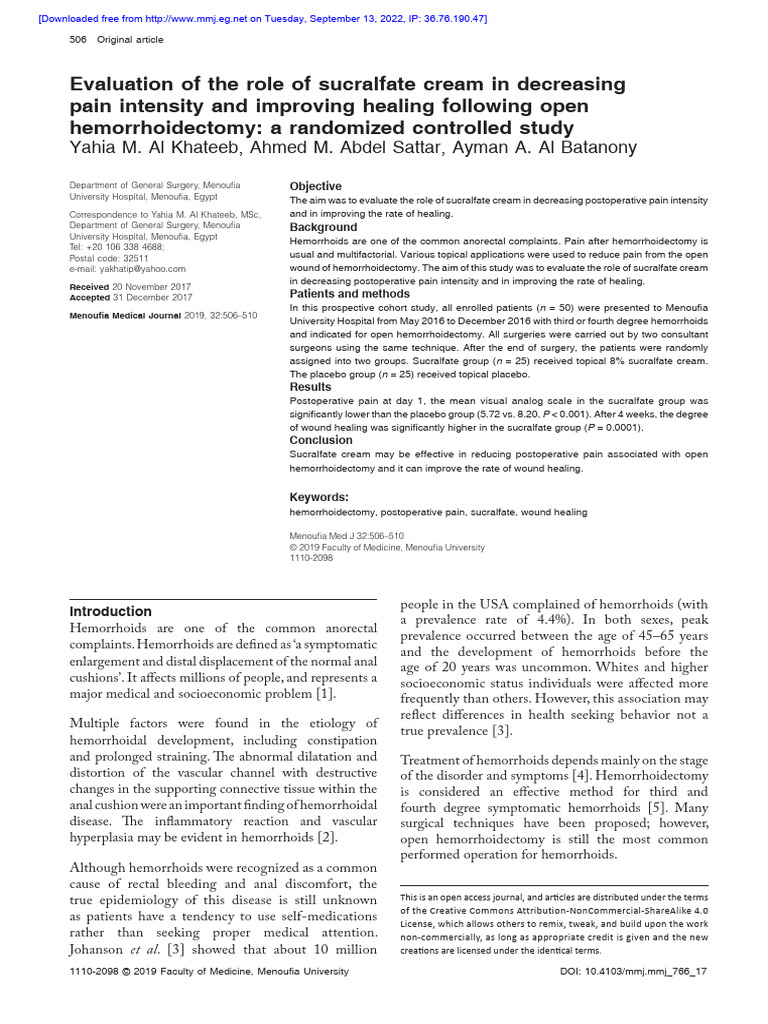 Sucralfate Cream Eases Hemorrhoid Pain | PDF | Hemorrhoid | Medical ...