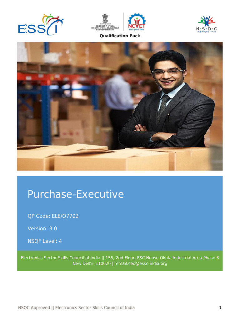 Purchase Executive Qualification Pack | PDF | Occupational Safety And ...