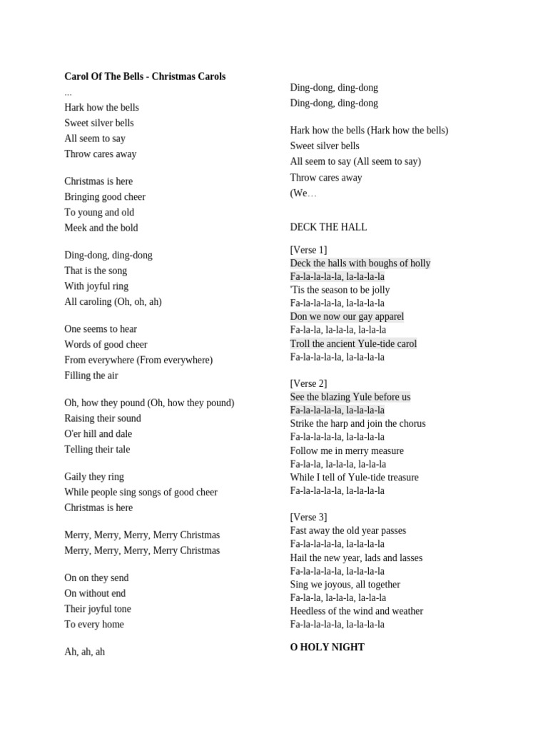 Carol of the Bells | PDF | Christmas | Jesus