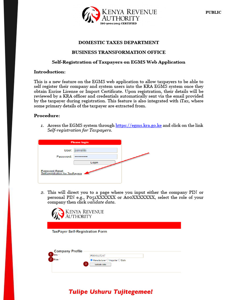 Self Registration For Taxpayers User Guide | PDF | Taxes | Credential