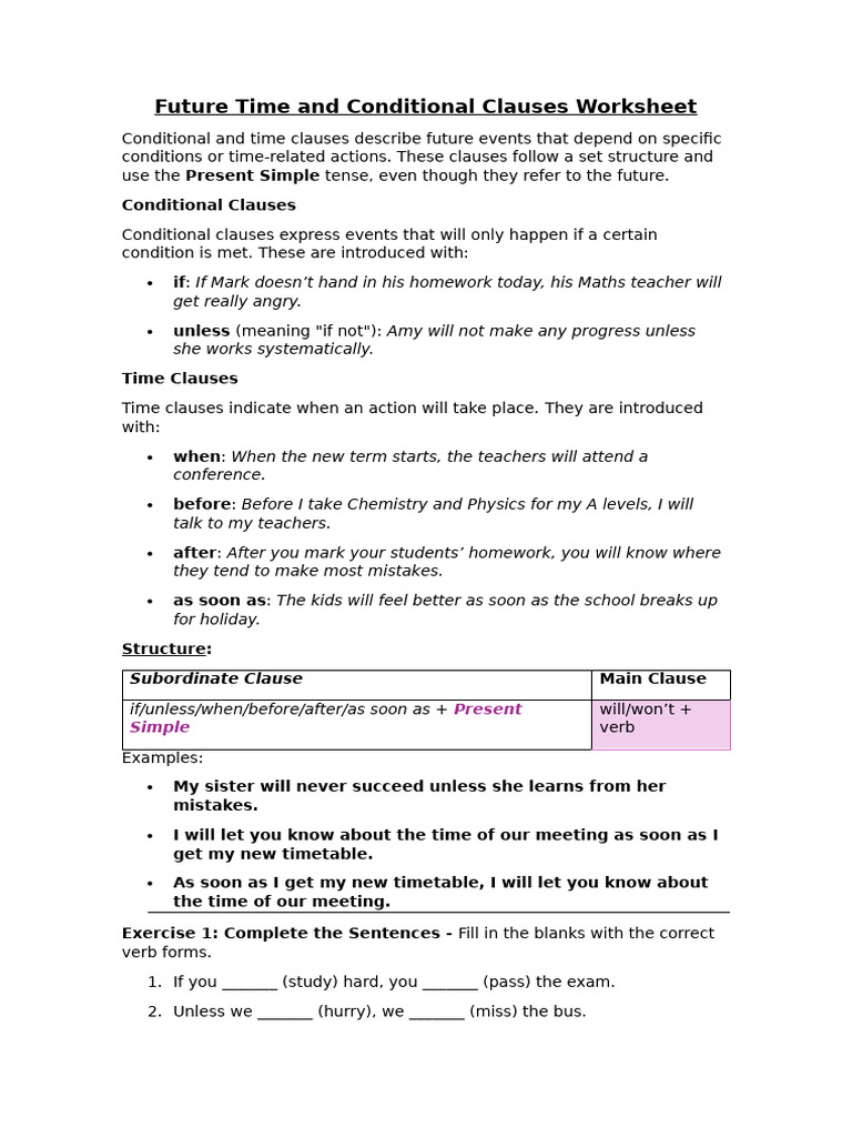 Future Conditional Clauses Guide | PDF | Clause | Language Mechanics