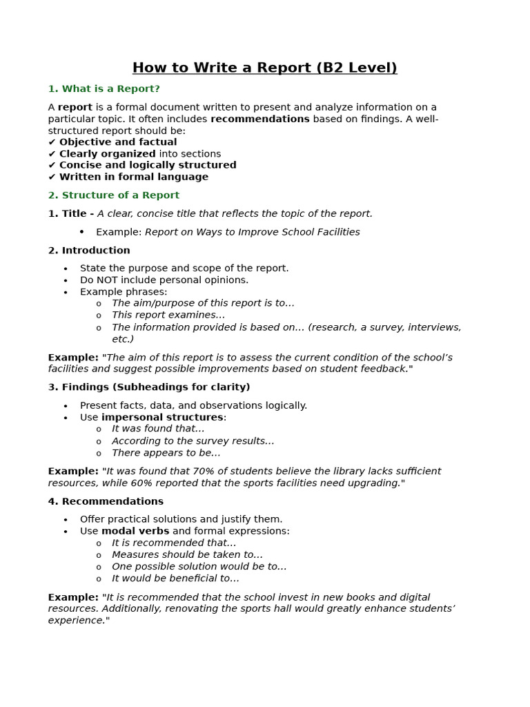 How To Write A Report - B2 | PDF | Human Communication