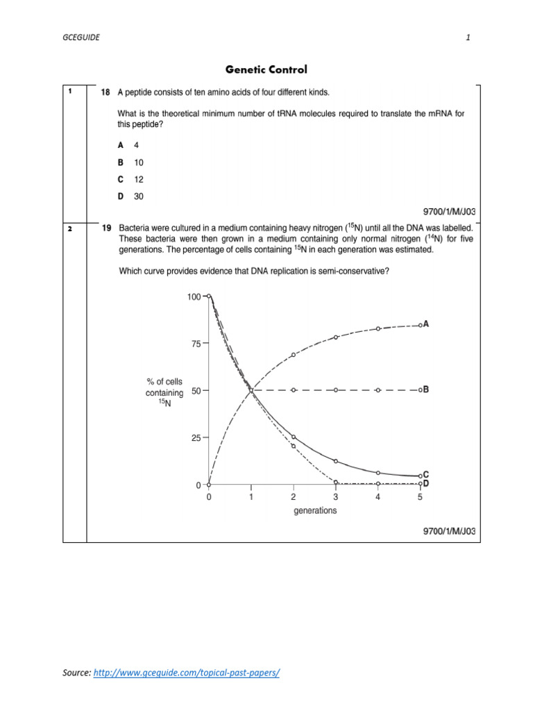 Genetic Control Topical P1 - QP | PDF