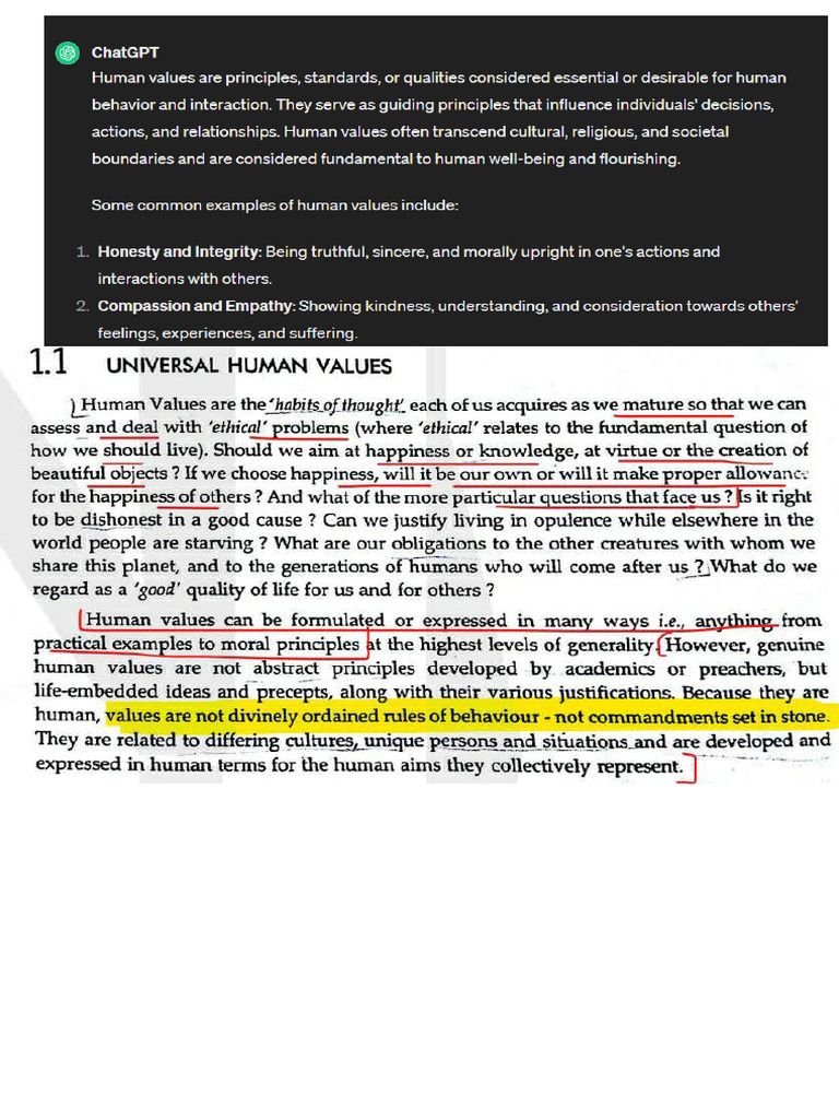 Human Values and Professional Ethics | PDF