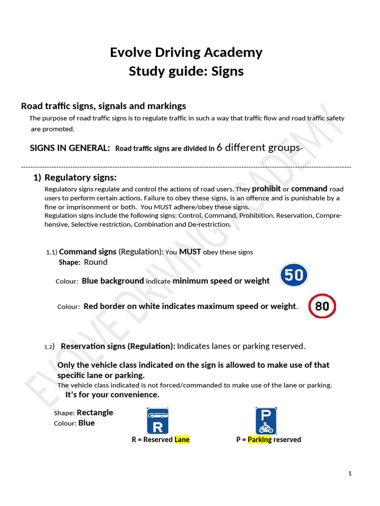 Evolve SIGNS Study Guide 2023 | PDF | Traffic | Intersection (Road)