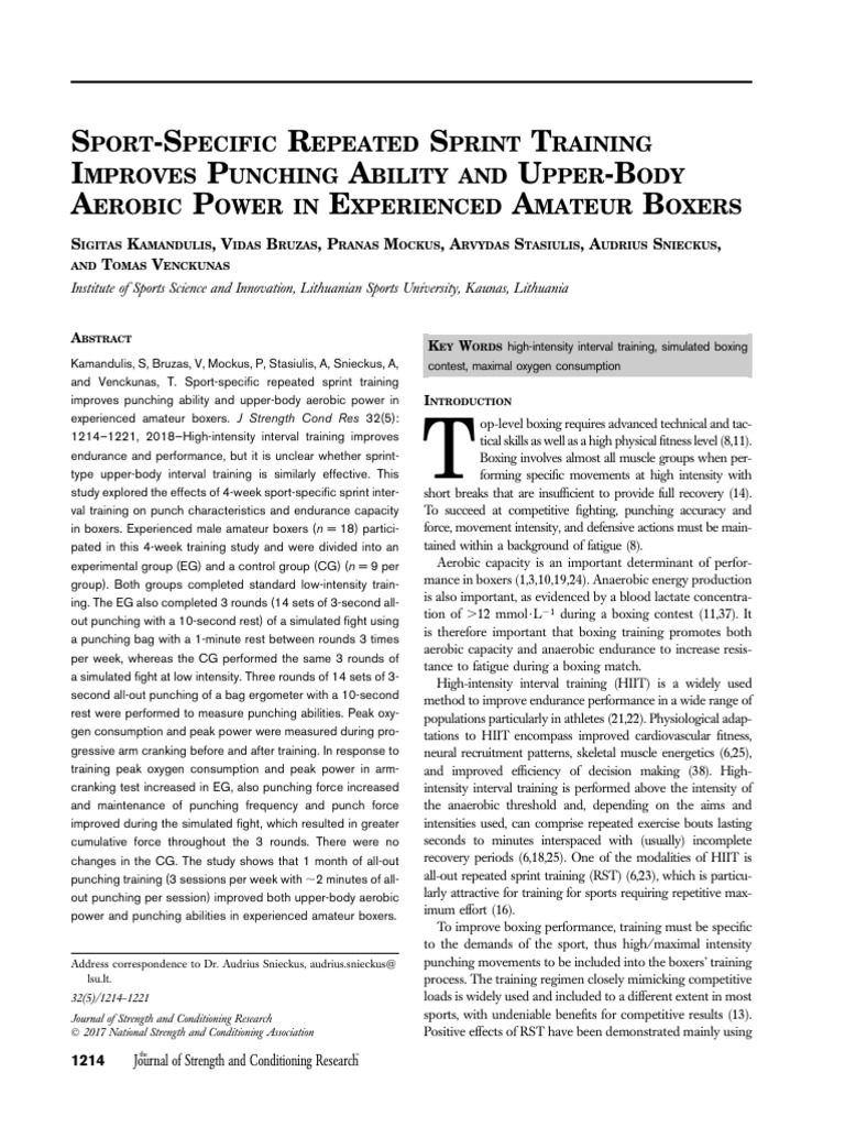 Sport Specific Repeated Sprint Training Improves | PDF | High Intensity Interval Training ...