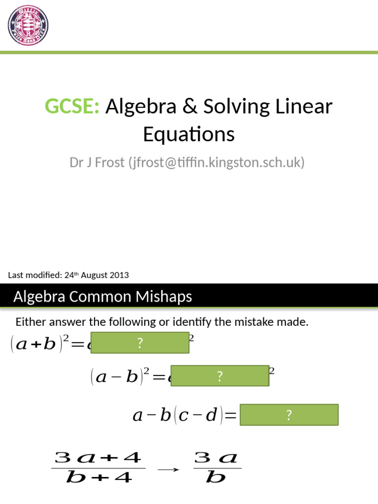 GCSE AlgebraLinearEquations | PDF | Equations | Elementary Mathematics