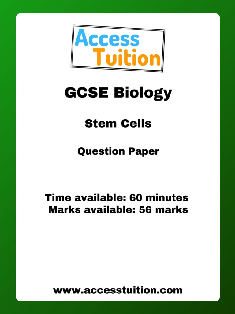 AQA GCSE Biology - Stem Cells QP | PDF | Stem Cell | Genetics