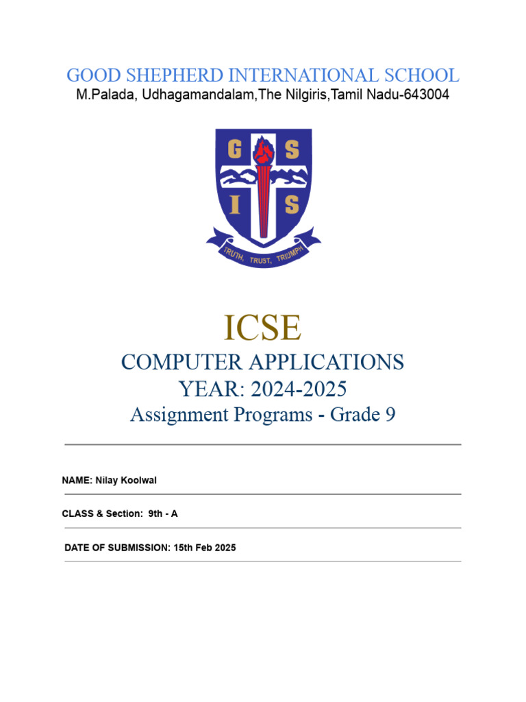 Nilay Koolwal-7964 IA Computer Application | PDF | Area | Integer (Computer Science)