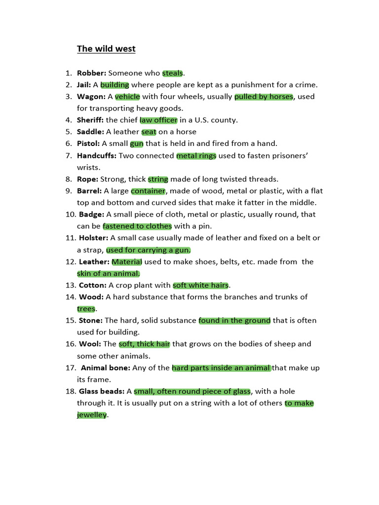 Key Terms of the Wild West | PDF