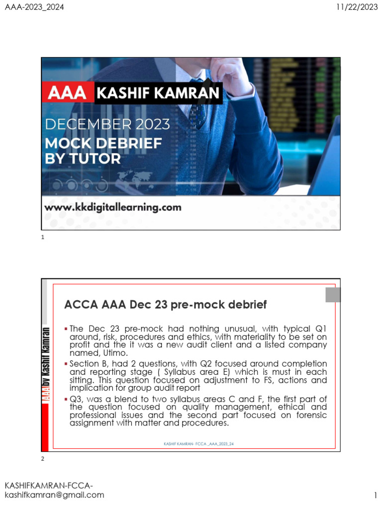 March 23 Mock de Brief Slides | PDF | Audit | Economies