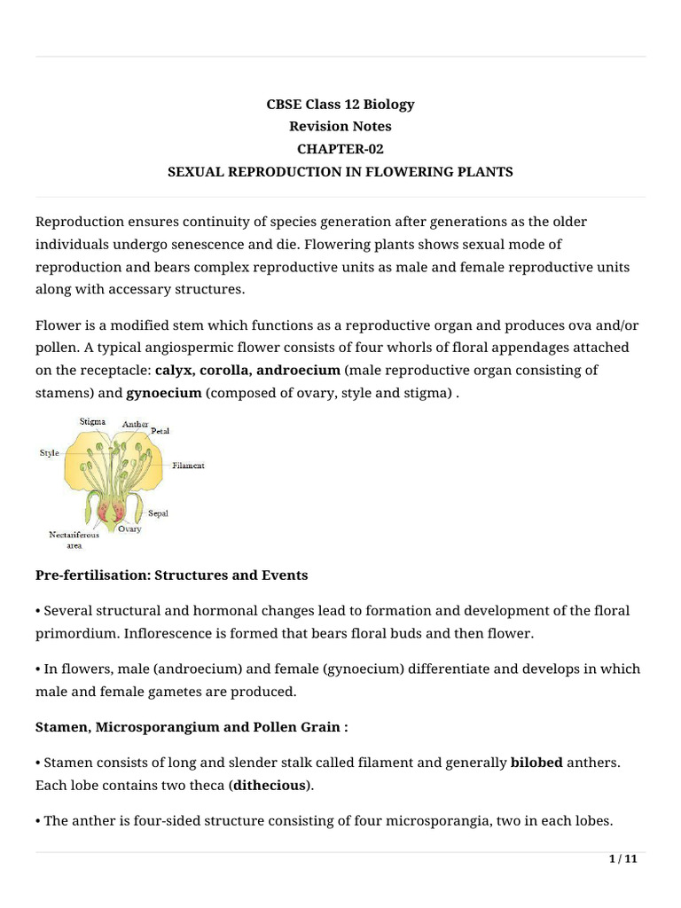 Biology Notes Class 12 | PDF | Dominance (Genetics) | Menstrual Cycle