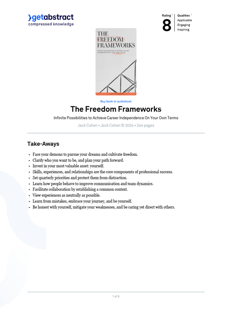 The Freedom Frameworks Cohen en 49756 | PDF | Decision Making | Thought