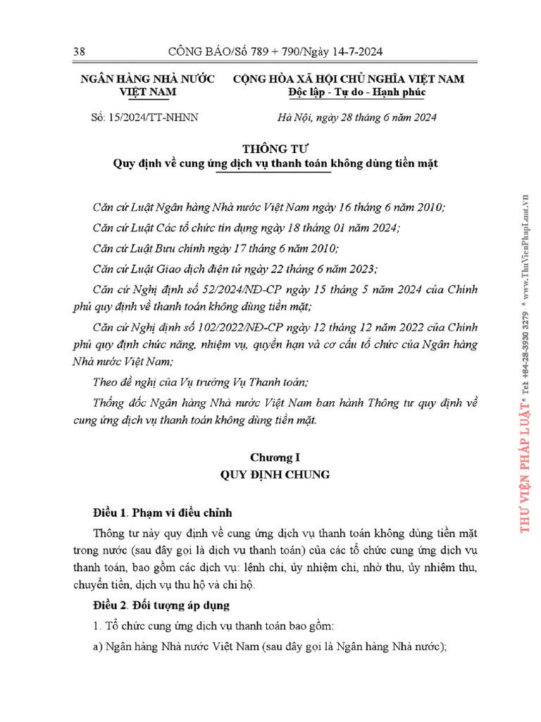 Circular 15 - 2024 - TT-NHNN | PDF