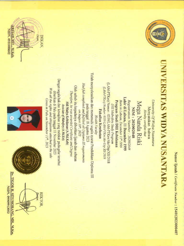 Ijazah Mega Nanda Riski | PDF