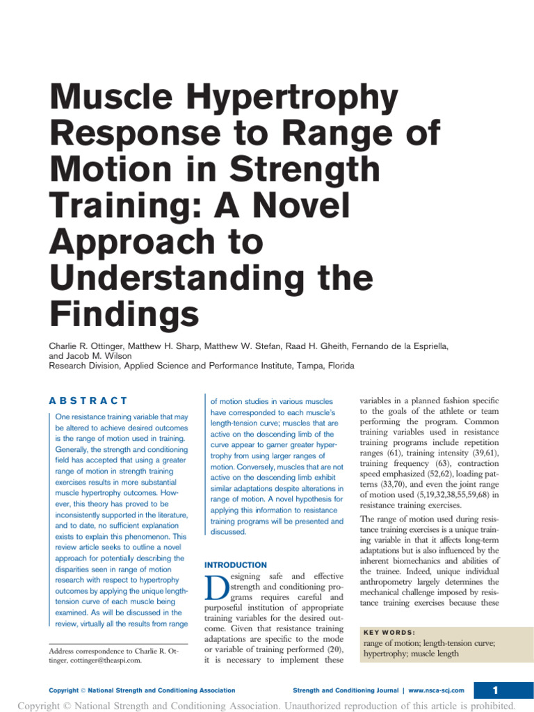 Muscle Hypertrophy Response To Range of Motion 2022 | PDF | Muscle Hypertrophy | Strength Training